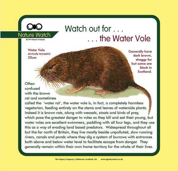 'Water vole' Nature Watch Panel – Osprey Signs